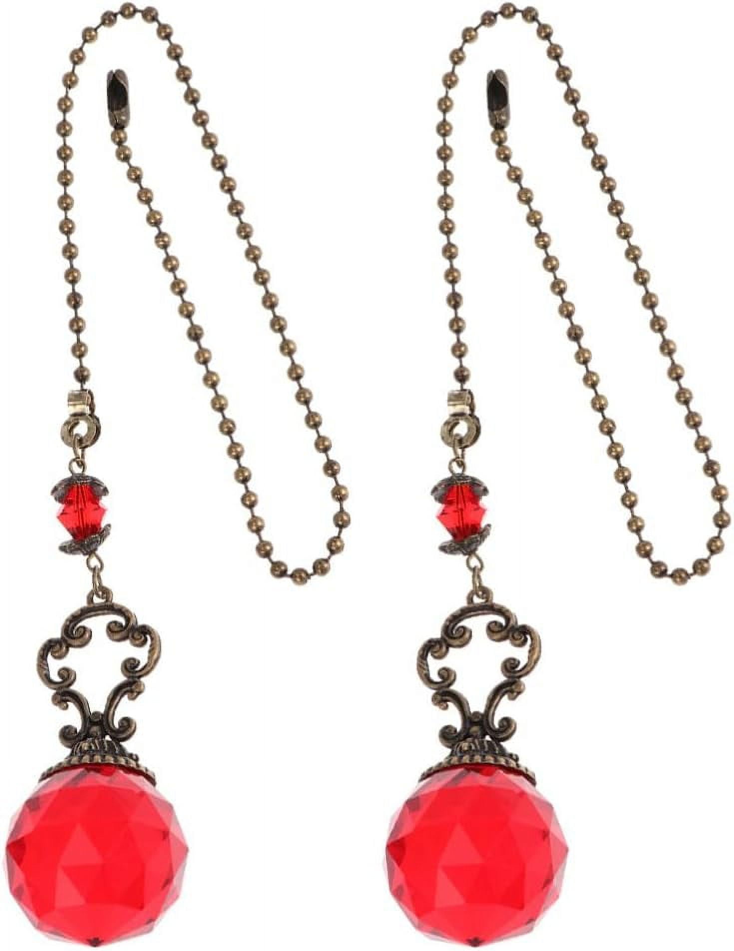 2pcs Crystal Ceiling Fan Pull Chain 30mm Clear Prism Ball Pull Chain ...
