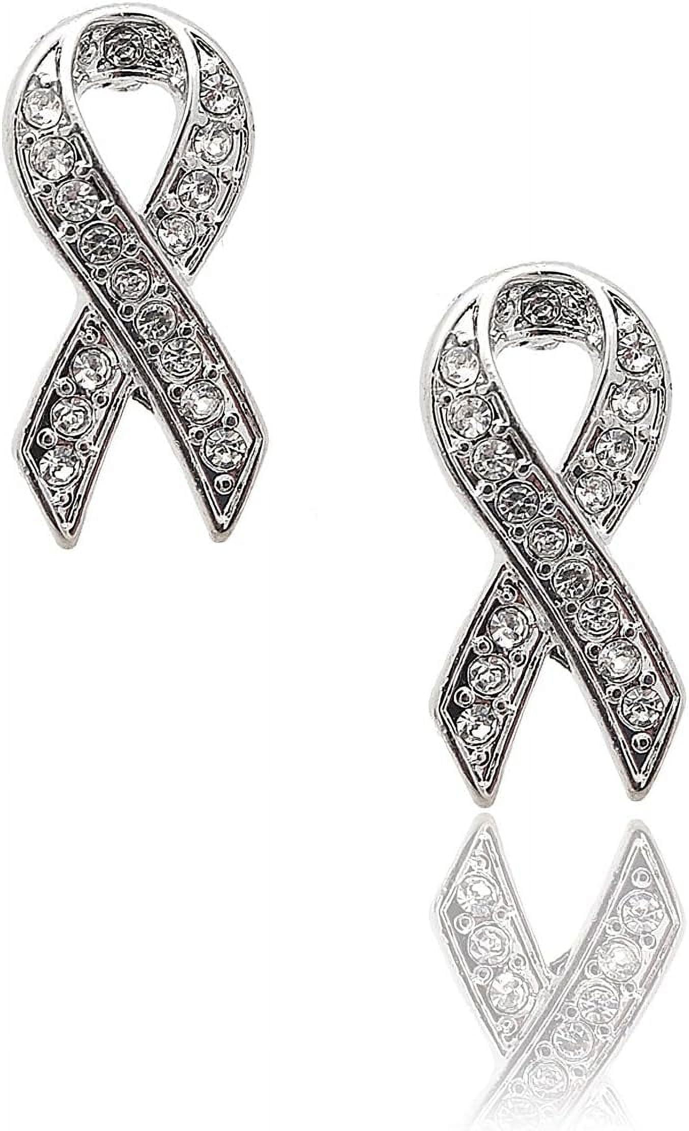 2pcs Crystal Embedded Cancer Awareness Ribbon Earrings - Walmart.com
