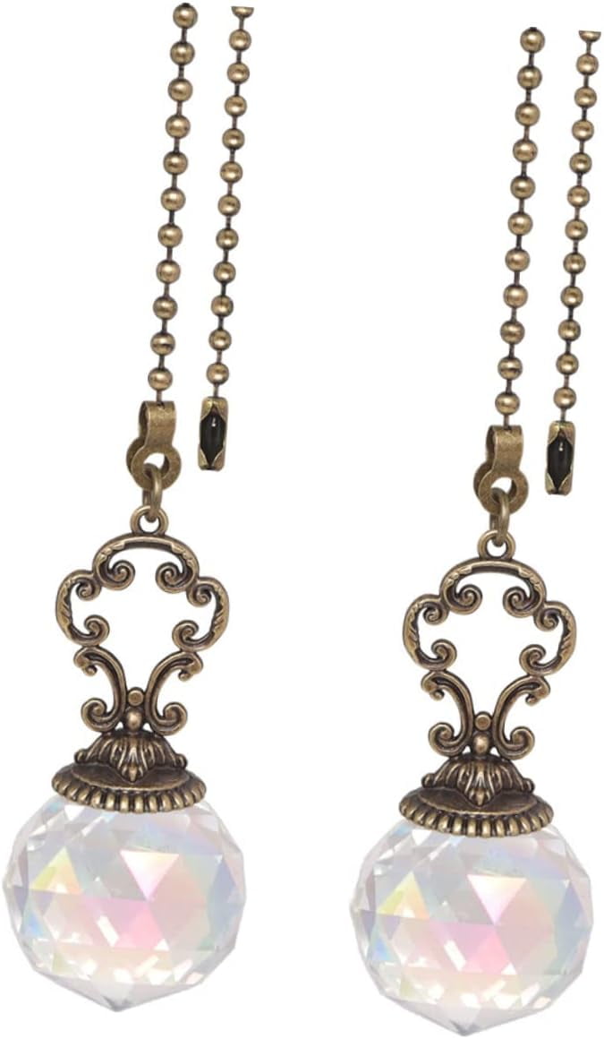 2pcs Crystal Fan Pull Chain Creative Durable Fan Pull Chain Ceiling Fan ...