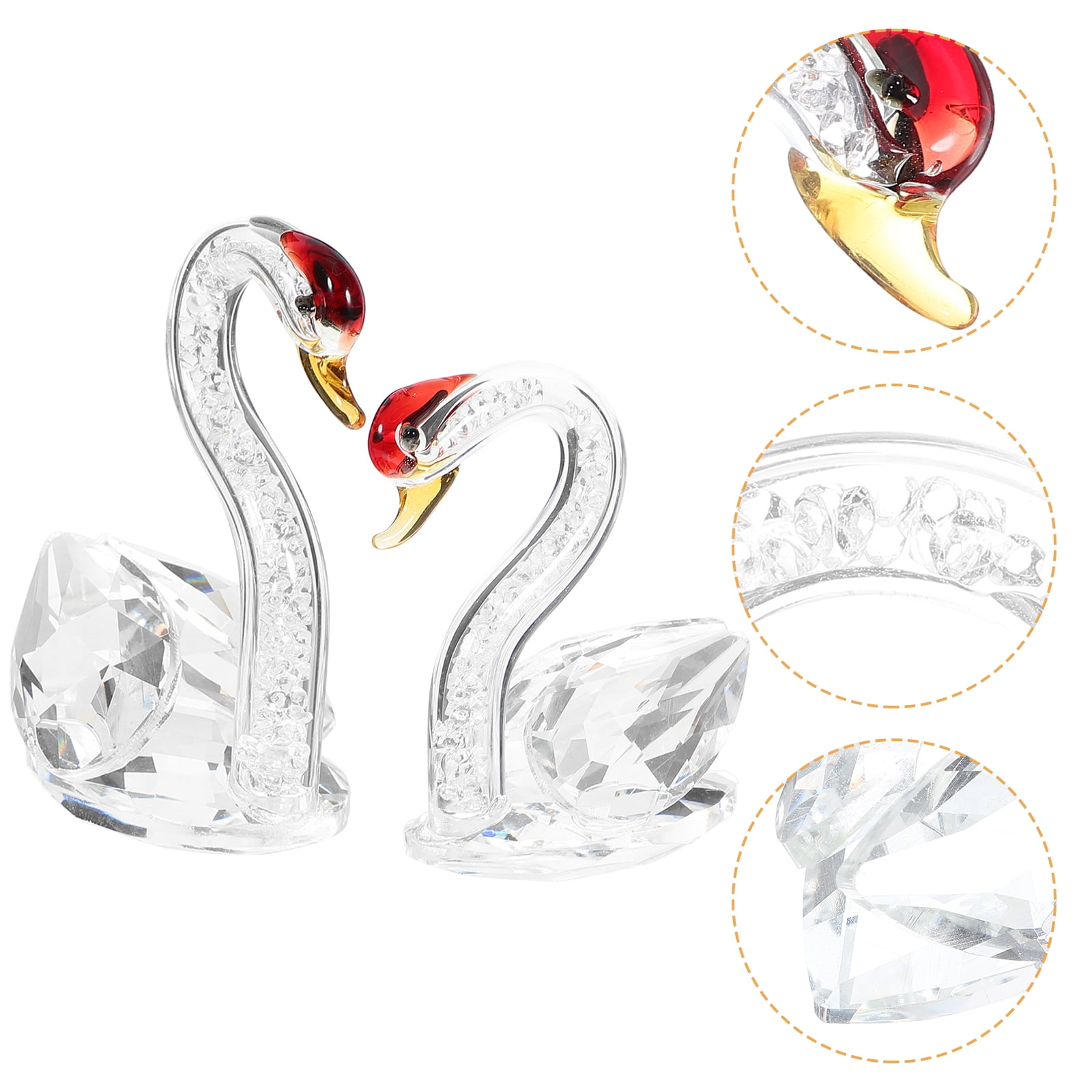 2pcs Crystal Swan Figurine Swan Statue Swan Sculpture Table Bookshelf ...