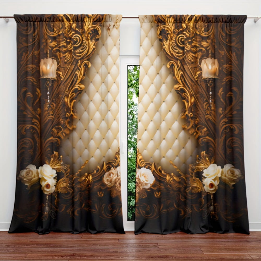 2pcs Crystal Wind Chimes Thickened Brushed Curtain Home r Rod Pocket ...