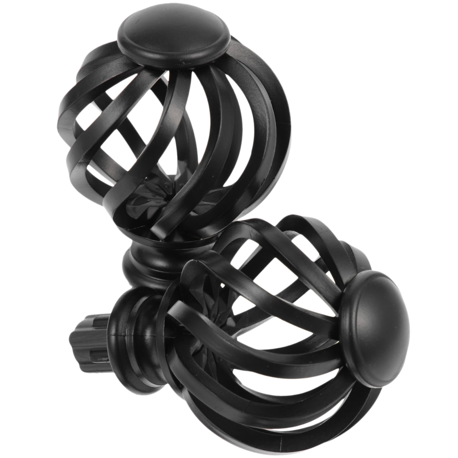 WRITWAA 2Pcs Black Curtain Rod Finials Classic Cage Design Decorative ...