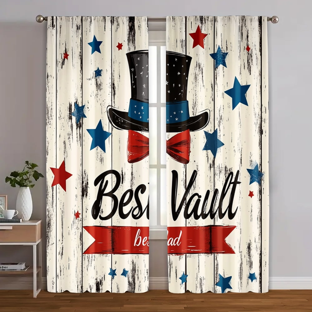 2pcs Curtains&Drapes 2D print Best Dad Versatile Polyester Fabric ...