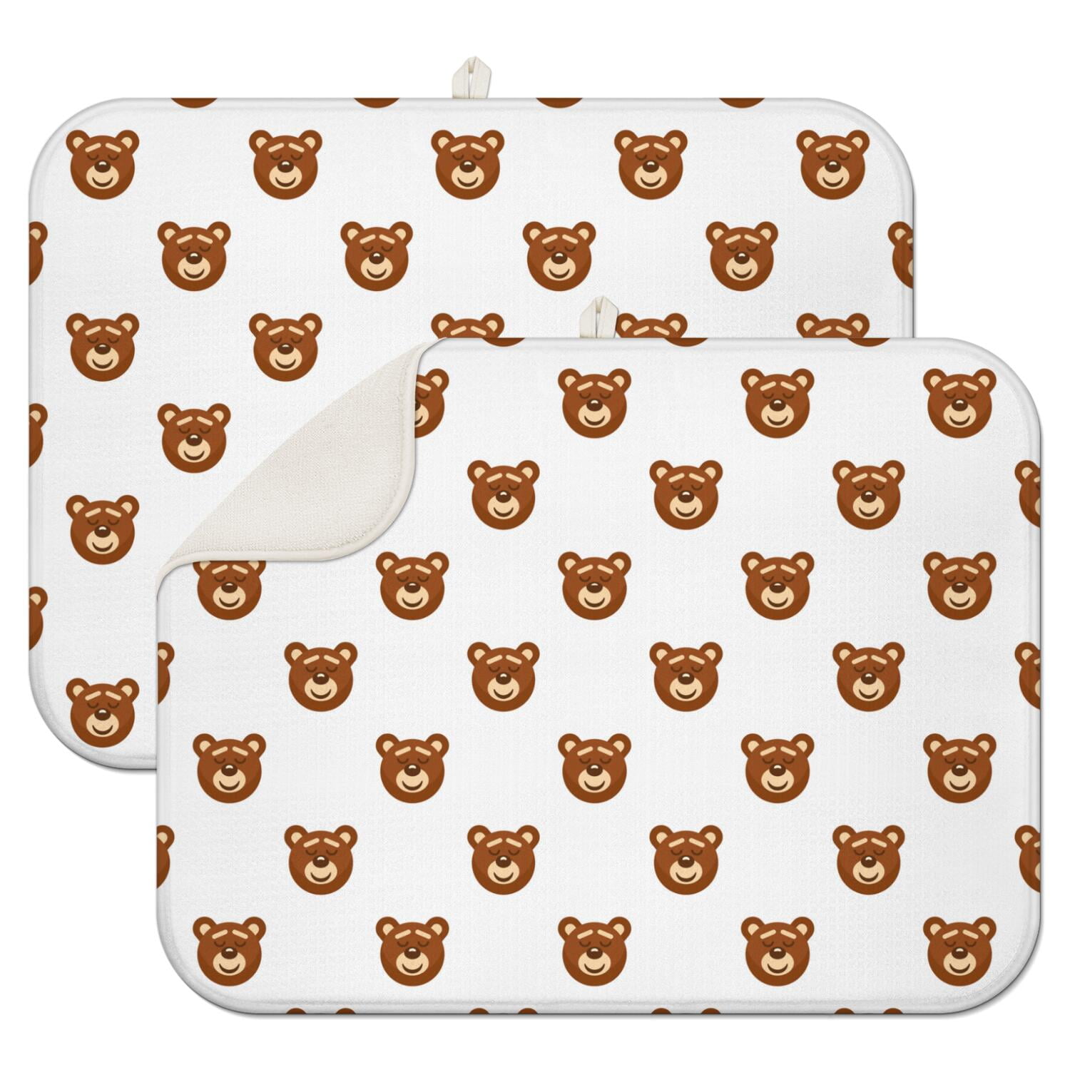 2pcs Cute Bear Kitchen Mat Set, Super Absorbent Microfiber Drying Pad ...