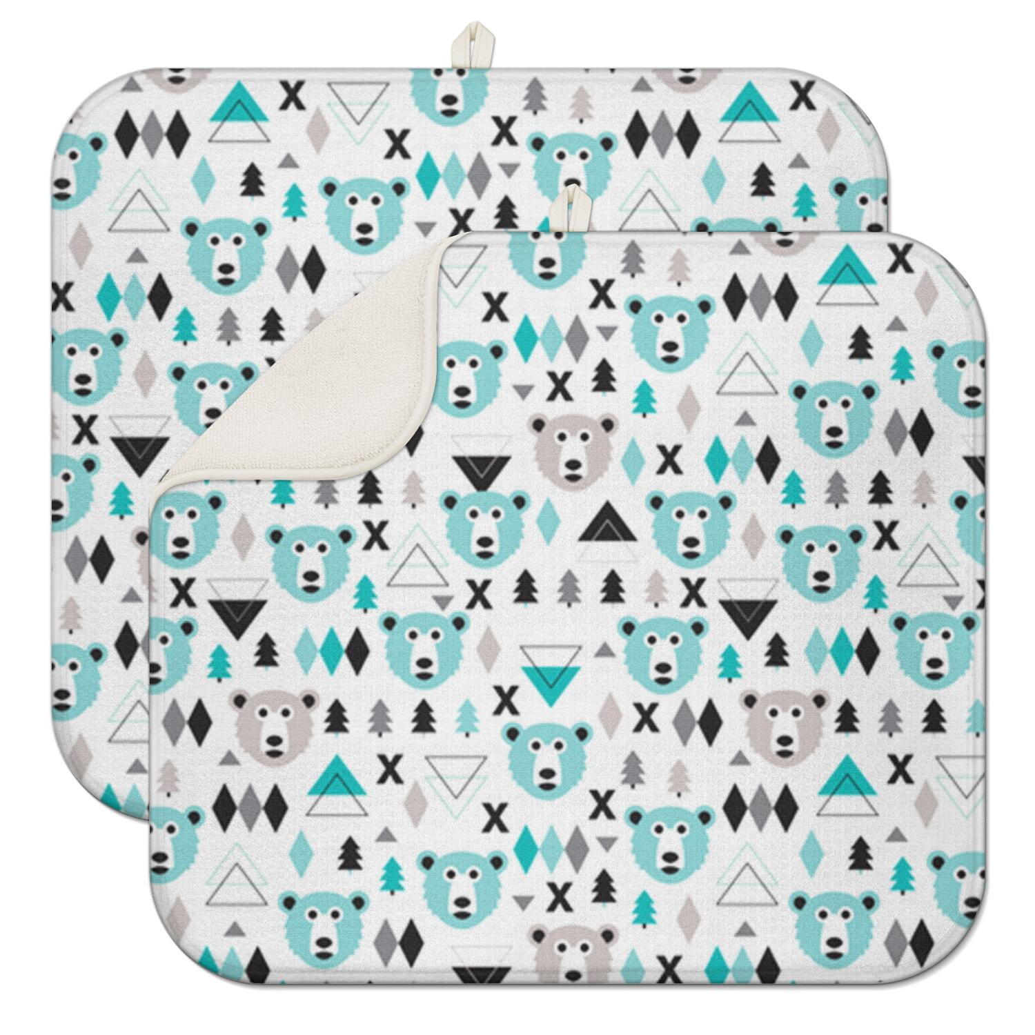2pcs Cute Bear Kitchen Mat Set, Super Absorbent Microfiber Drying Pad ...