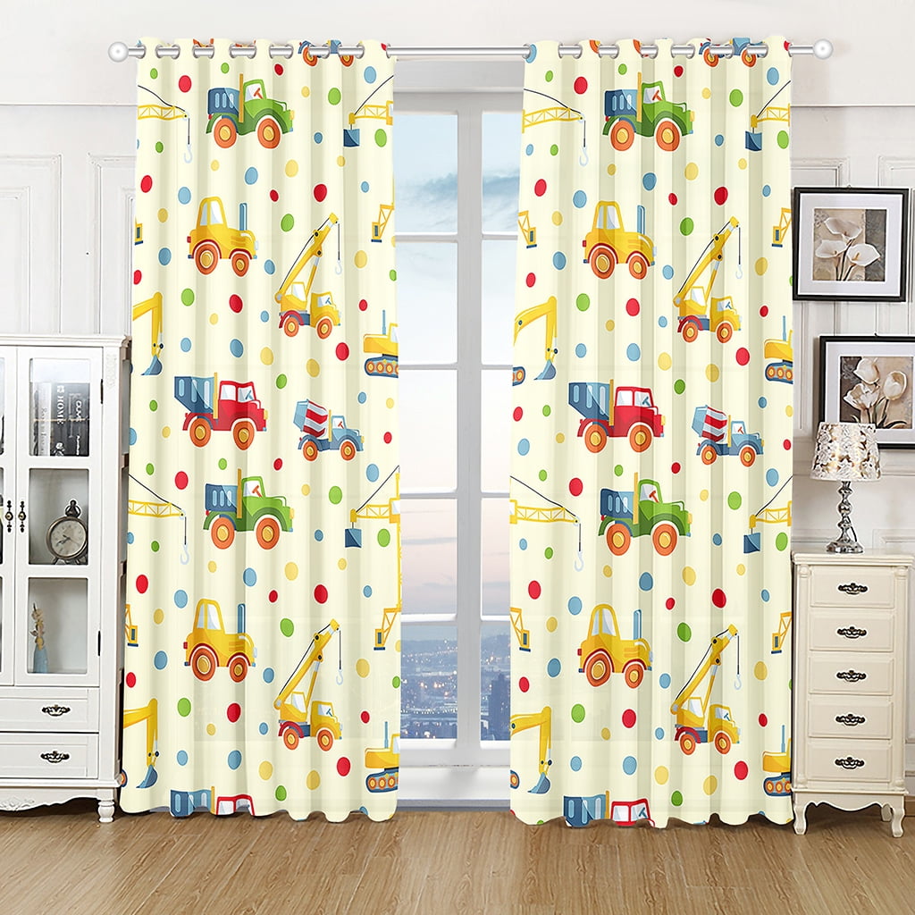 2pcs Cute Cartoon Toy Car Kids Boy Curtains Window Treatment for ...