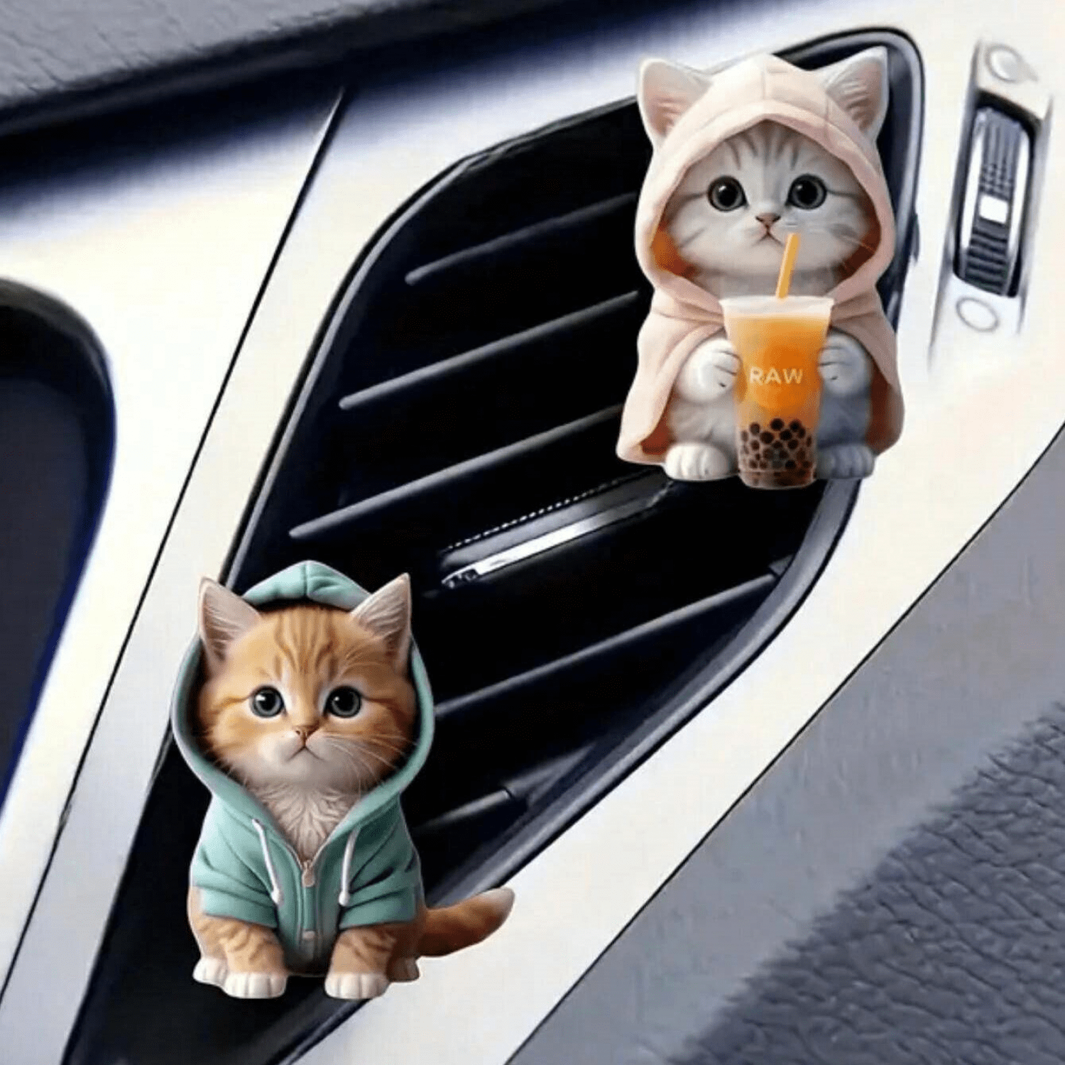 2pcs Cute Cat Car Air Freshener Clip Set Scent Diffuser Vent Decoration ...