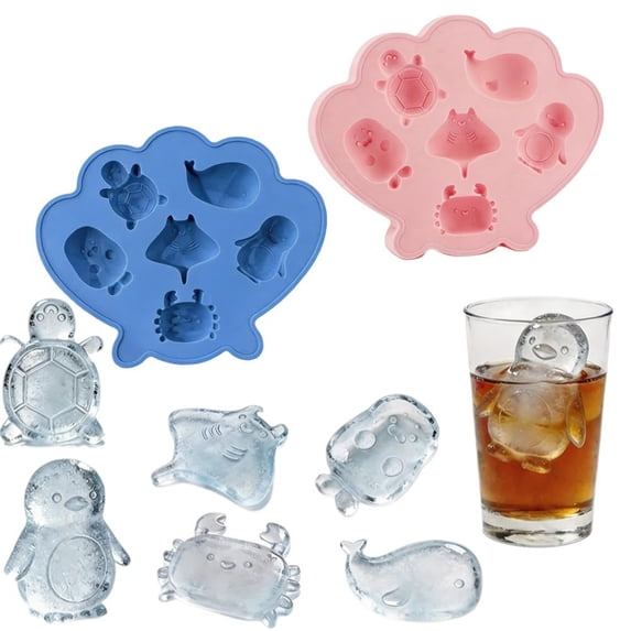 2pcs Cute Marine Life Ice Cube Tray - 6 Cavity Fun and Decorative Sea ...