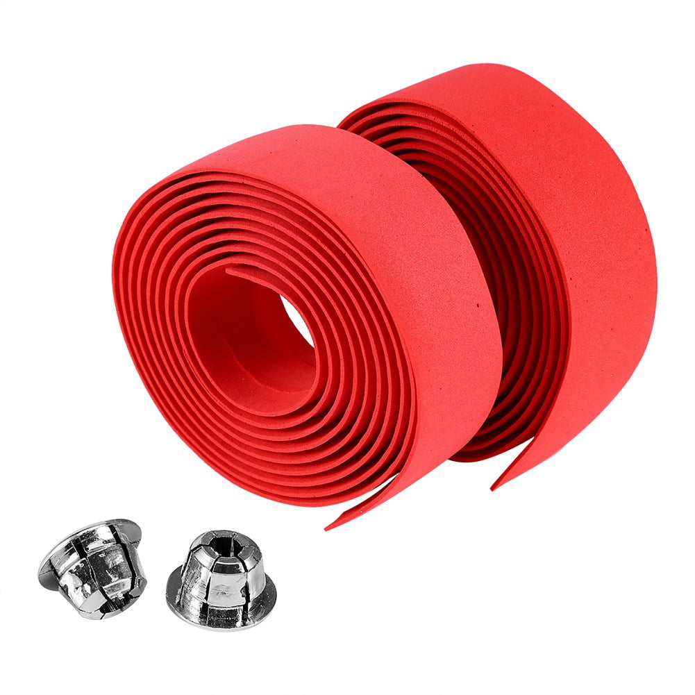 2pcs Cycling Road Bike Handlebar Grip Wrap Tape 2 Bar Plugs(Black+White ...