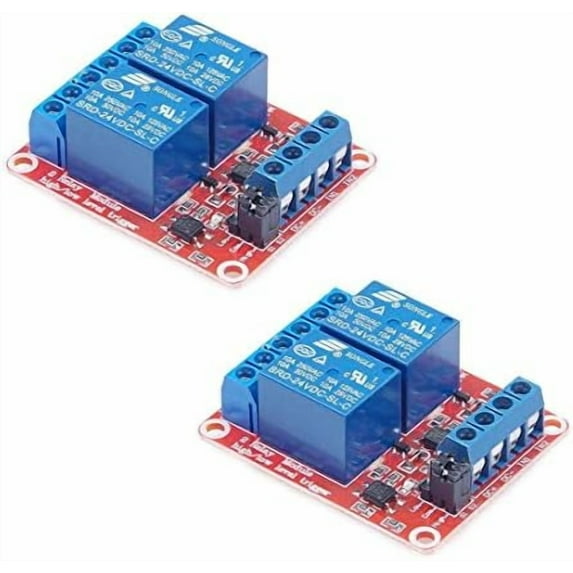 2pcs DC 24V 2 Channel Relay Module with Isolated Optocoupler High and ...