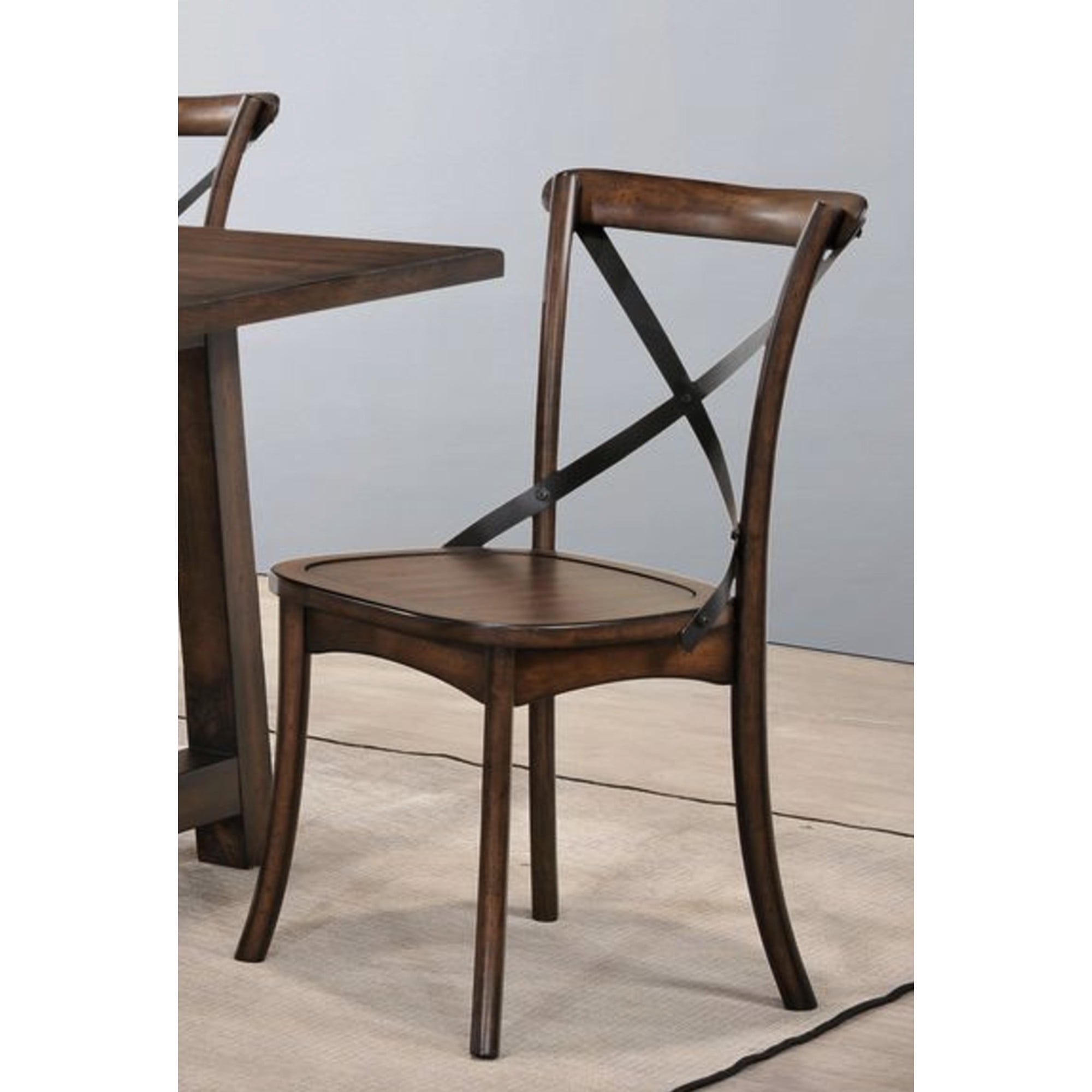 2pcs Dark Oak Side Chairs With Metal . Rustic Elegance. Wood Frame ...