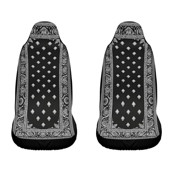 2pcs Decorative Black Paisley Bandana Style Car Seat Covers | Washable ...