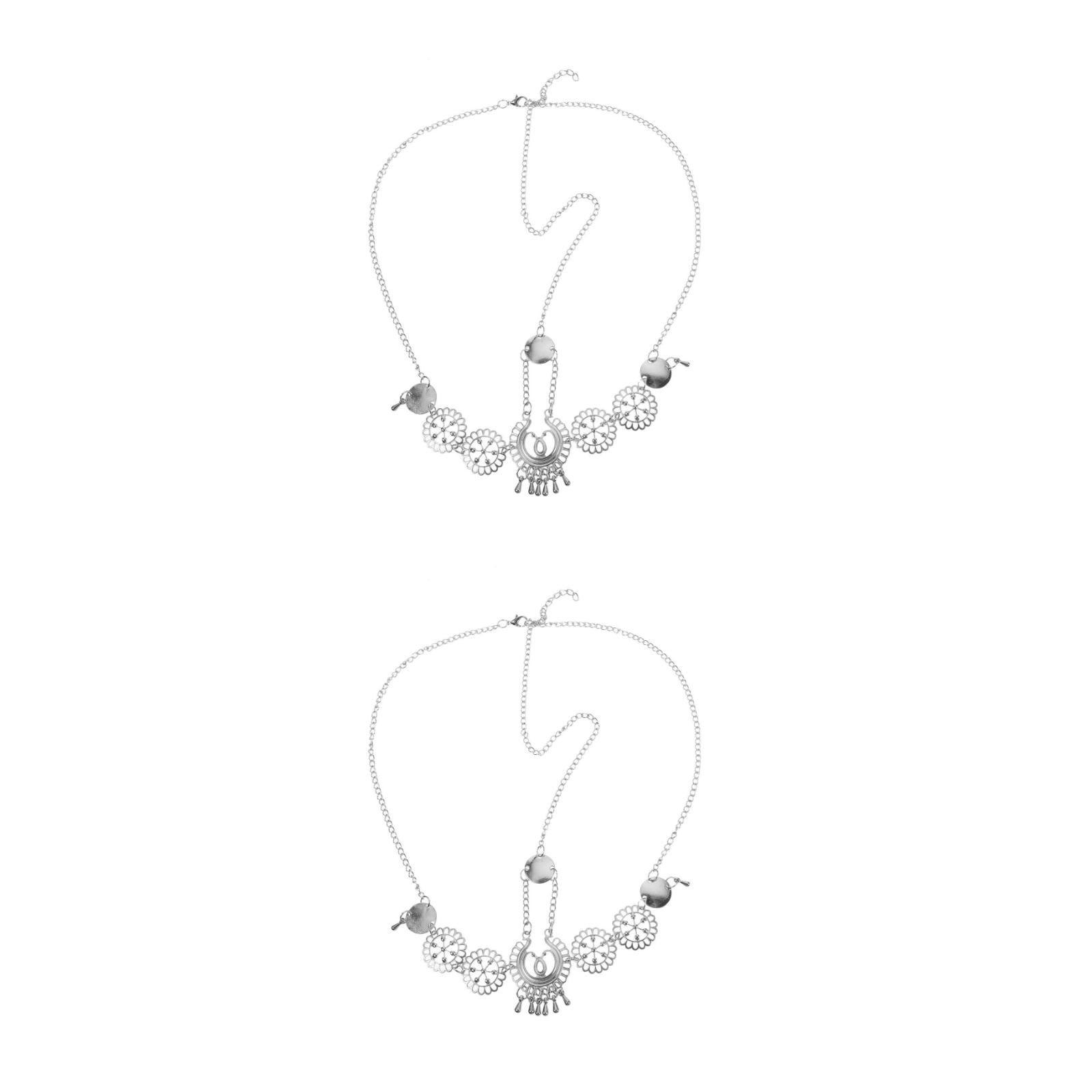 2pcs Decorative Head Chain Forehead Wedding Chain Long Tassel Headband ...