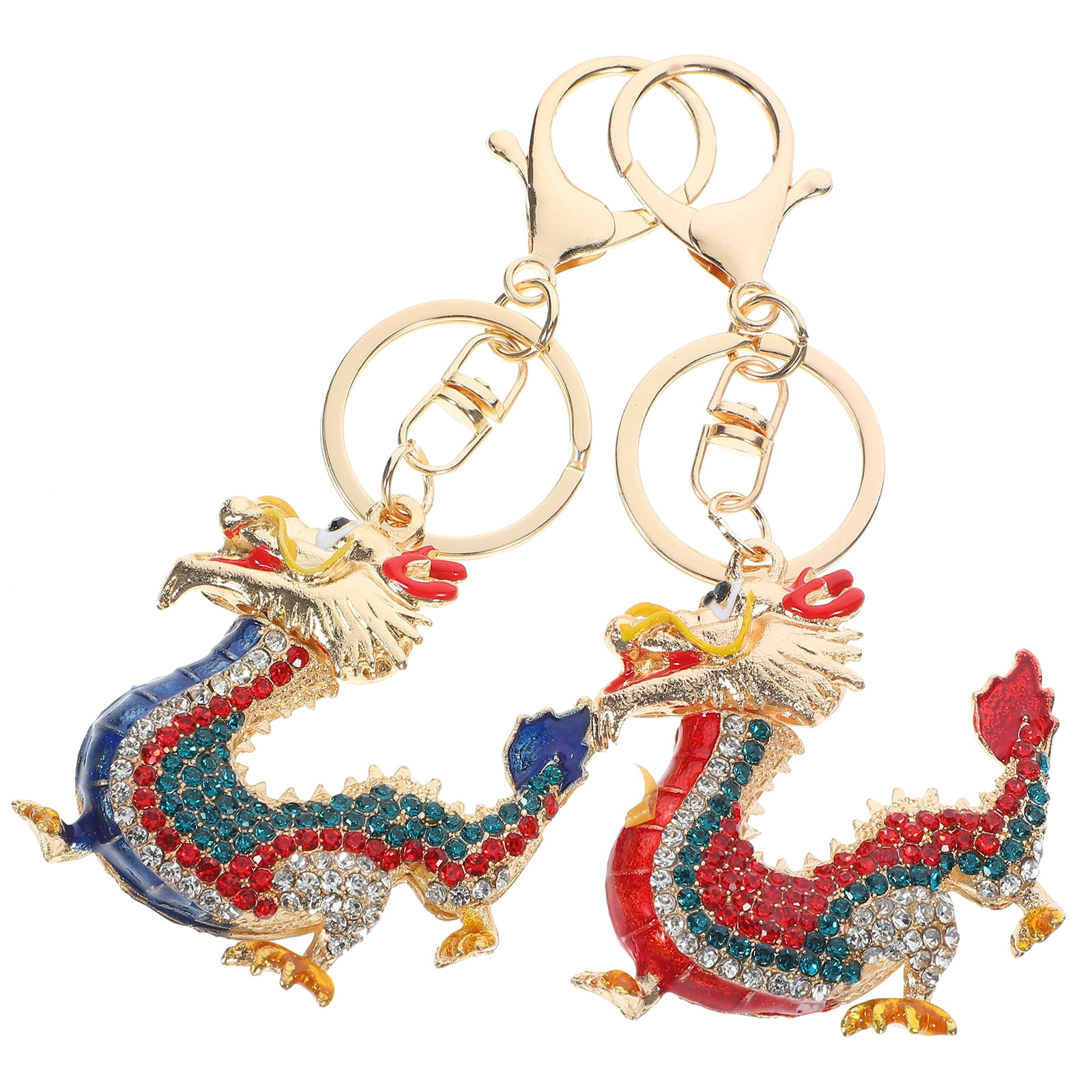 2pcs Decorative Key Ring Hanging Dragon Keychain Ornament Chinese ...