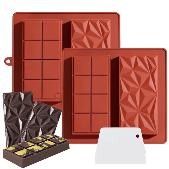 3U 2pcs Deep Chocolate Bar Mold Silicone Dubai Pistachio Large Candy ...