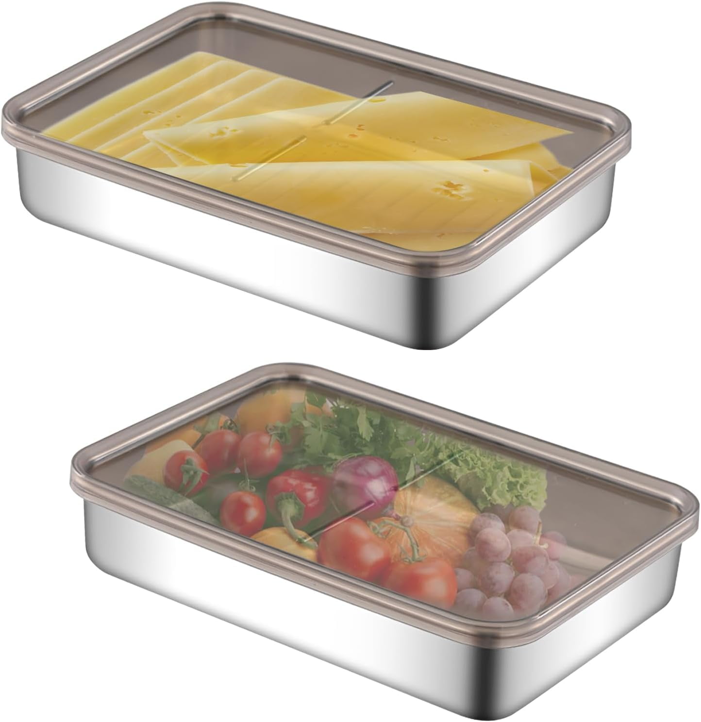 2pcs Deli Meat Containers, Bacon Container for Refrigerator, Stainless ...