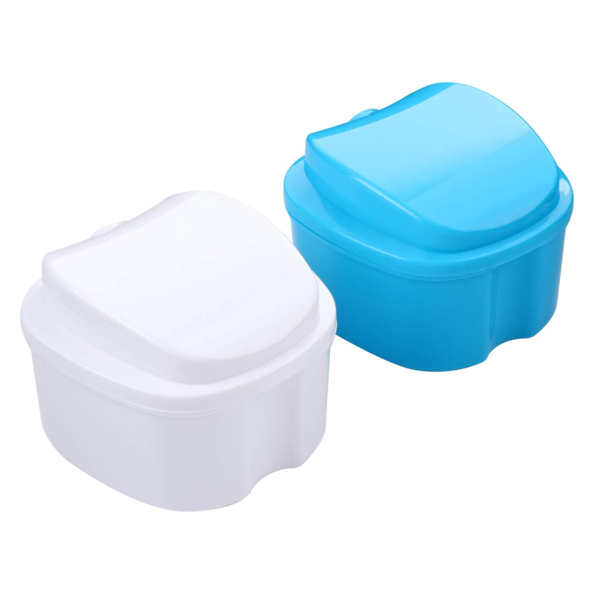 2pcs Denture Cup Denture Bath Box False Teeth Container Denture Brush ...