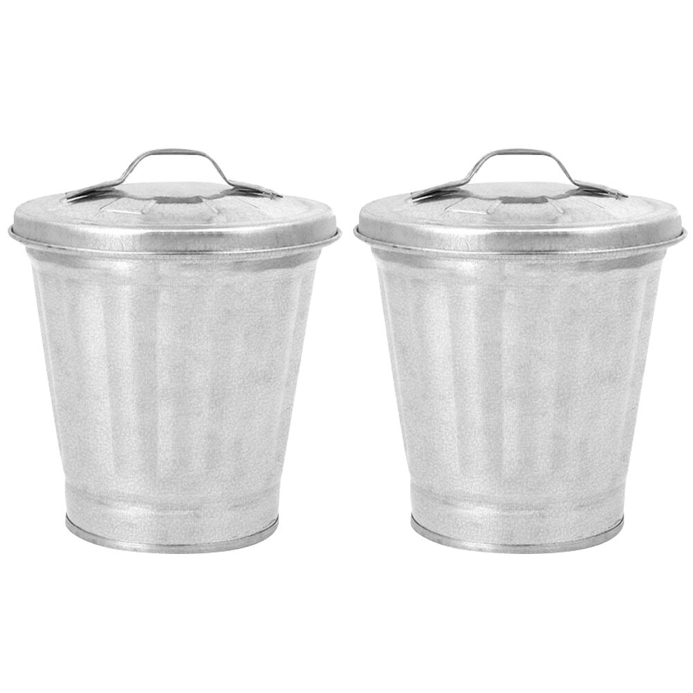 2pcs Desktop Garbage Bin Mini Trash Can Iron,Pencil Cup Holder ...