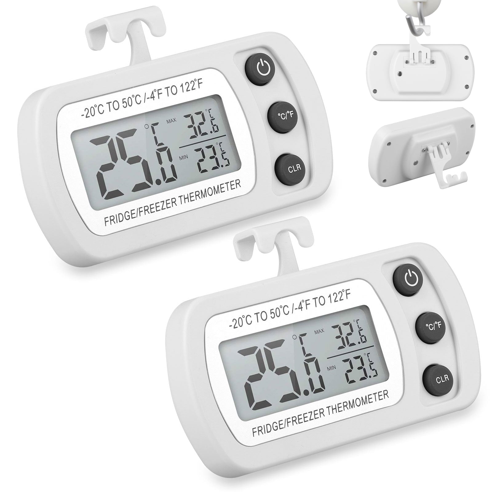 2pcs Digital Refrigerator Thermometers - Freezer Room Thermometers with ...
