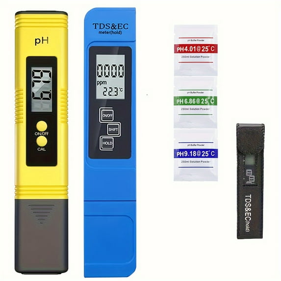 2pcs Digital Water Tester & PH Meter - 0.0-14.0pH & 0-9990ppm TDS, LCD ...