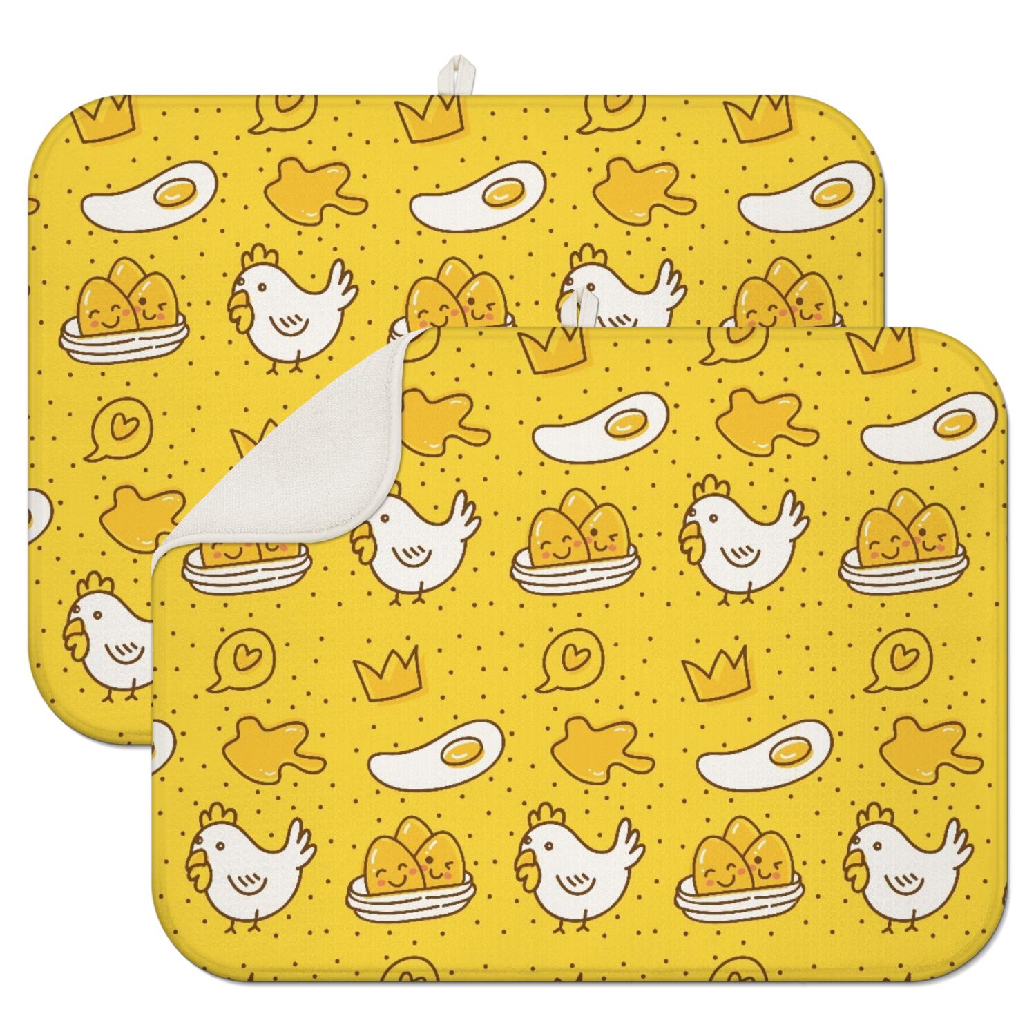 2pcs Dish Drying Mat for Foodie Lovers, Eggshell Pattern Absorbent ...
