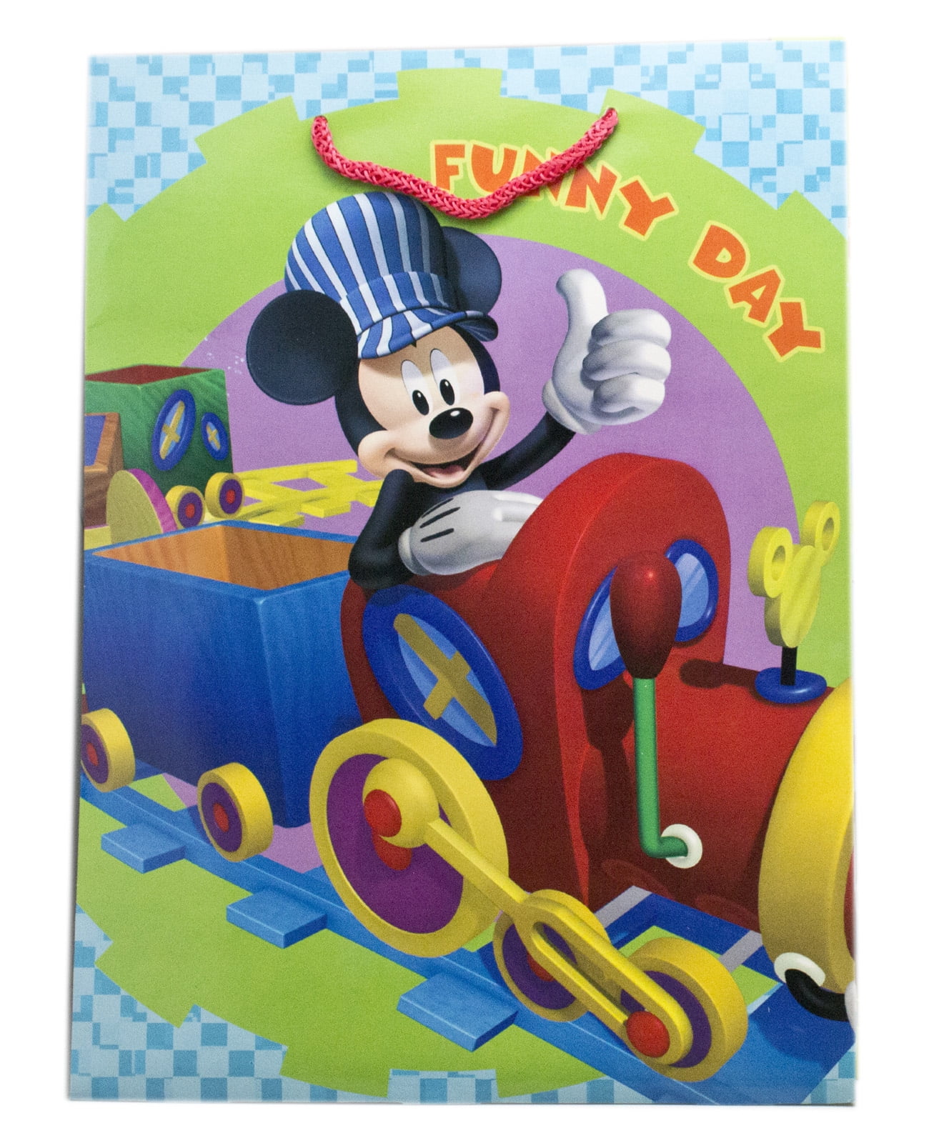 2pcs Disney Mickey Mouse Gift Bag- Funny Day Train Engineer 9.5 in x 12 ...