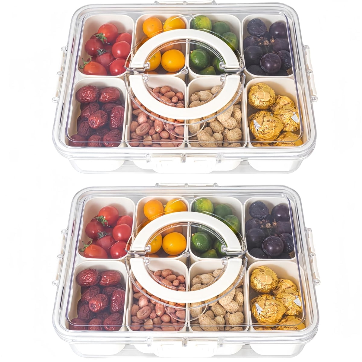 LEUCHTAMOR White Plastic Food Storage Containers with Lid, 2-Count ...