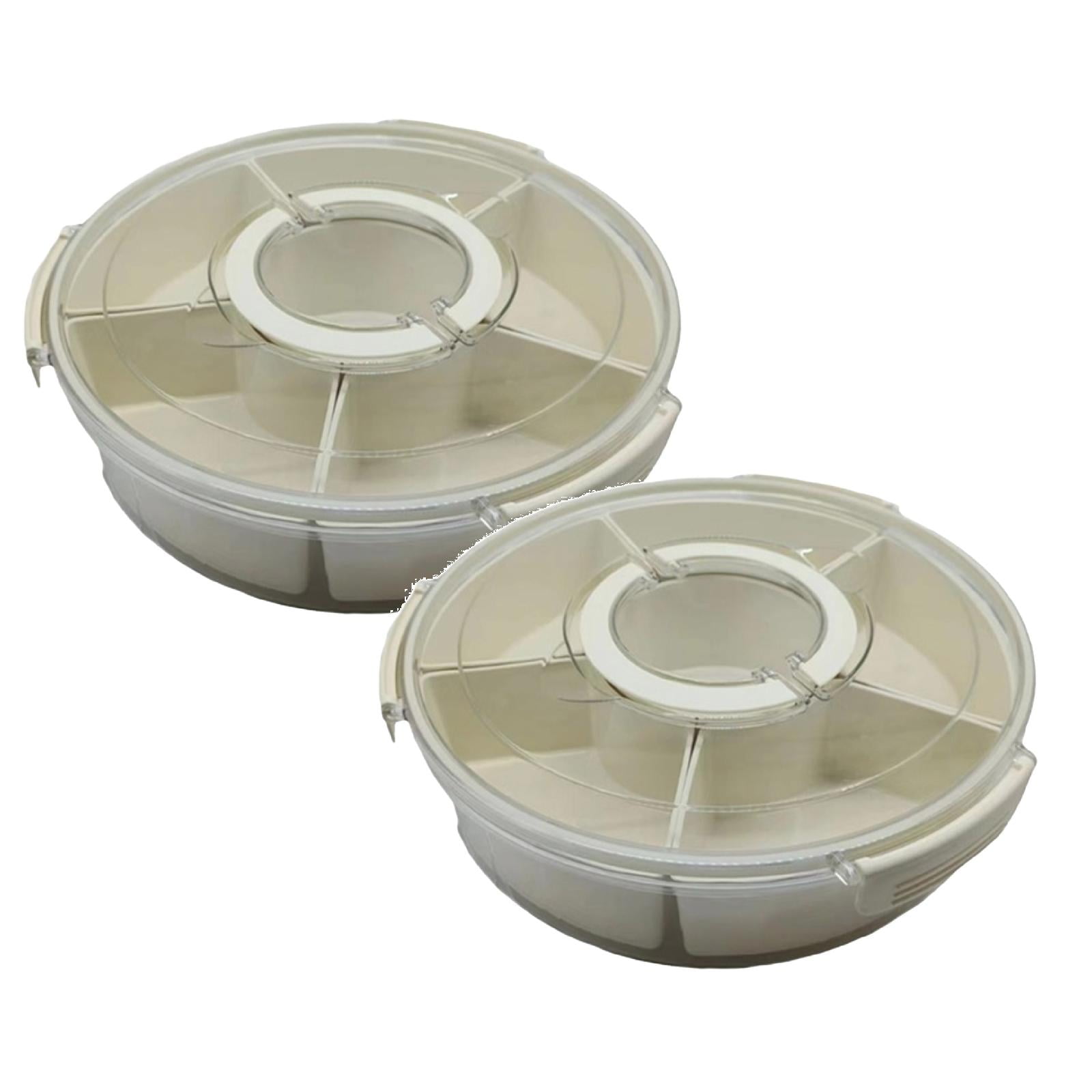 2pcs Divided Serving Tray With Lid & Handle Snackle Box Container Large ...