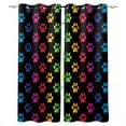 2pcs Dog Paw Black Paw Print Puppy Grey Footprint Window Curtains ...