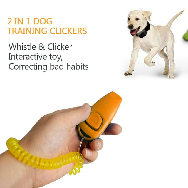 2pcs Dog Training Clickers 2 in 1 Whistle and Clicker Pet Training ...