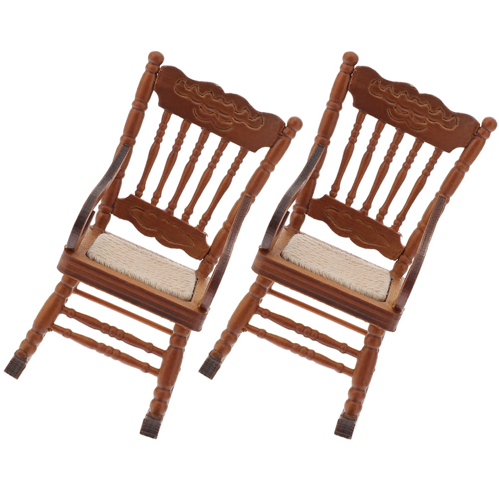 2pcs Doll House Miniature Chair Models Doll House Chair Prop Miniature ...