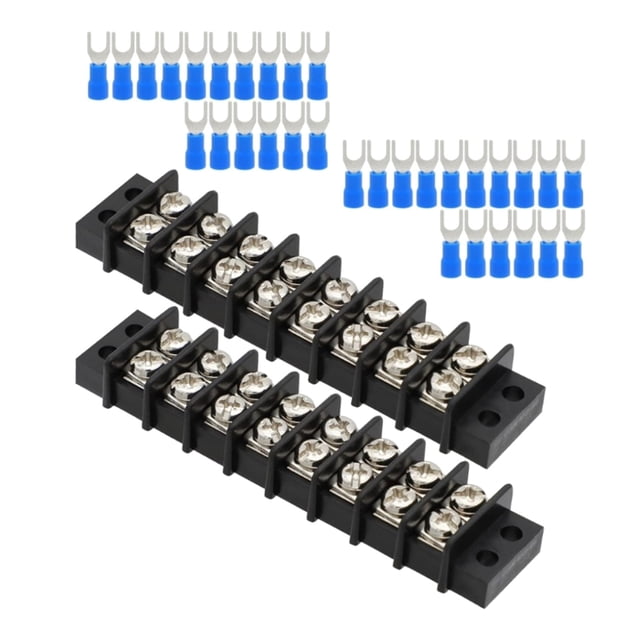 2pcs Double Row Screw Terminal Block Includes with Insulated Forks ...