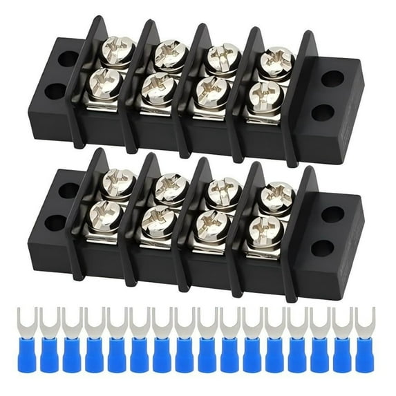 2pcs Double Row Screw Terminal Block Includes with Insulated Forks ...