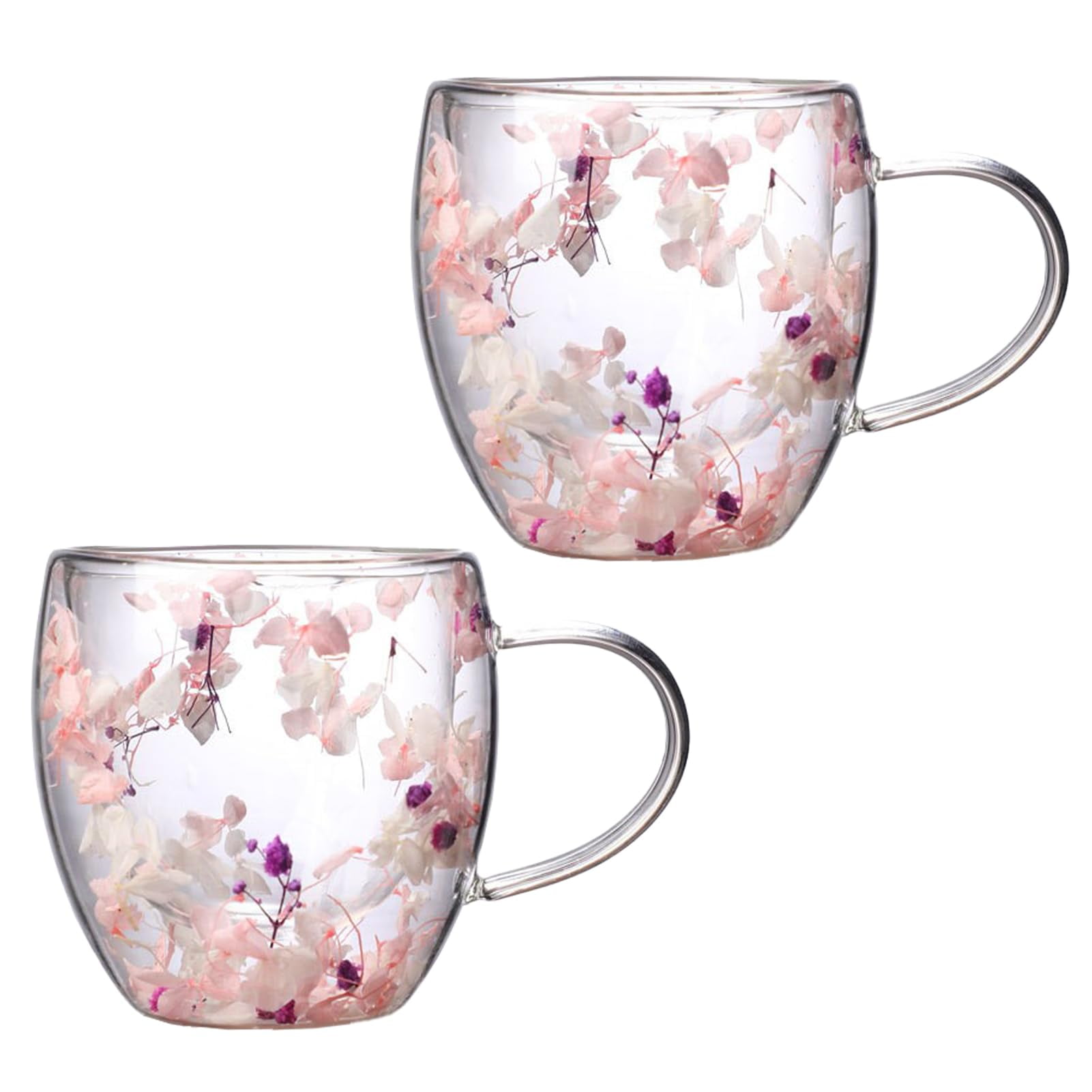 2pcs Double Wall Glass Coffee Mugs Insulated Heat Resistant Glass Mug ...