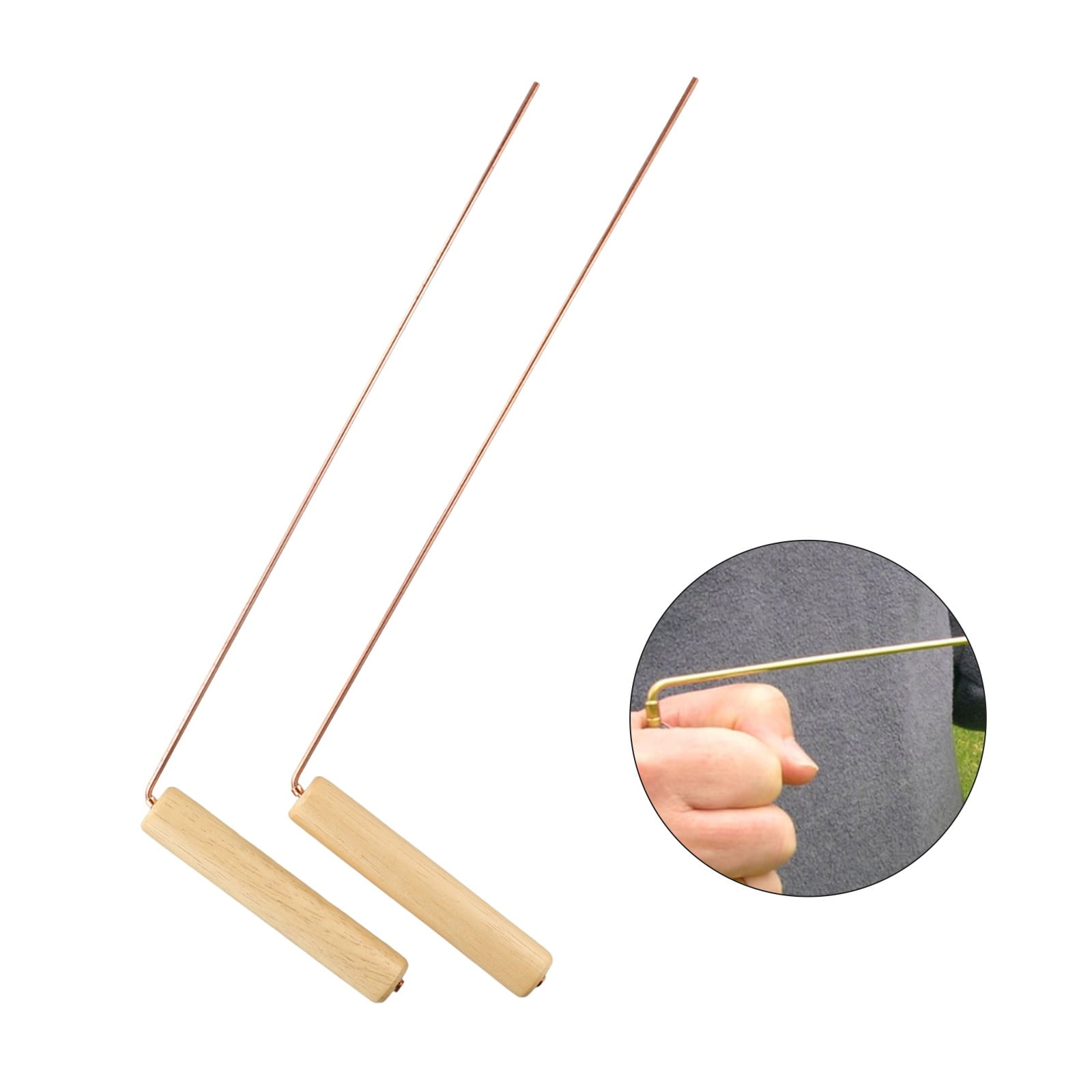 2pcs Dowsing Rods Set 99.9% Copper Metal Detector With Wooden Handles ...
