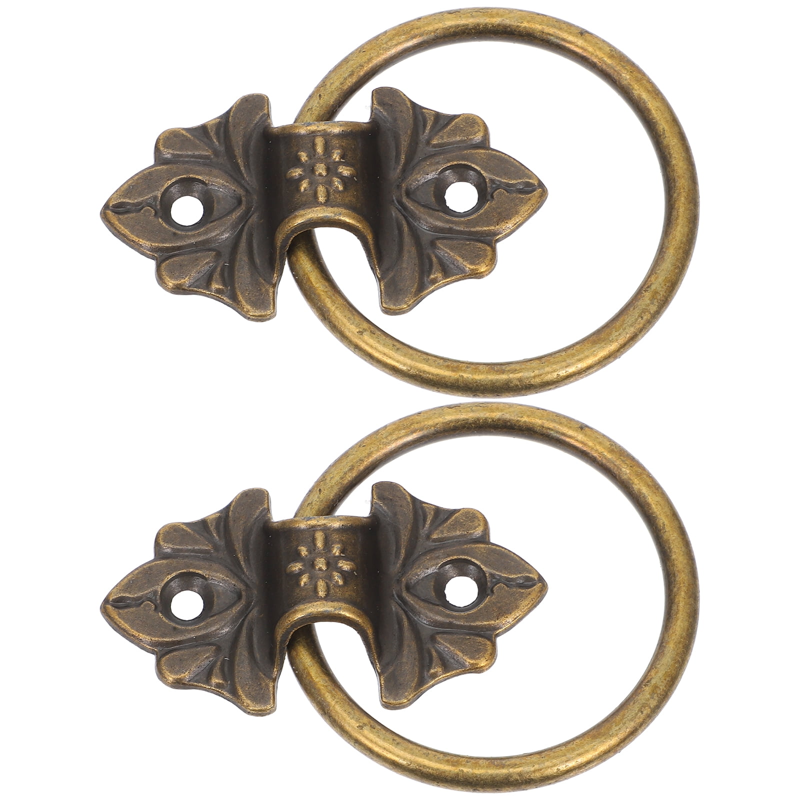DRAFIDEEP 2Pcs Vintage Drop Ring Drawer Pulls Zinc Alloy Dark Brown ...