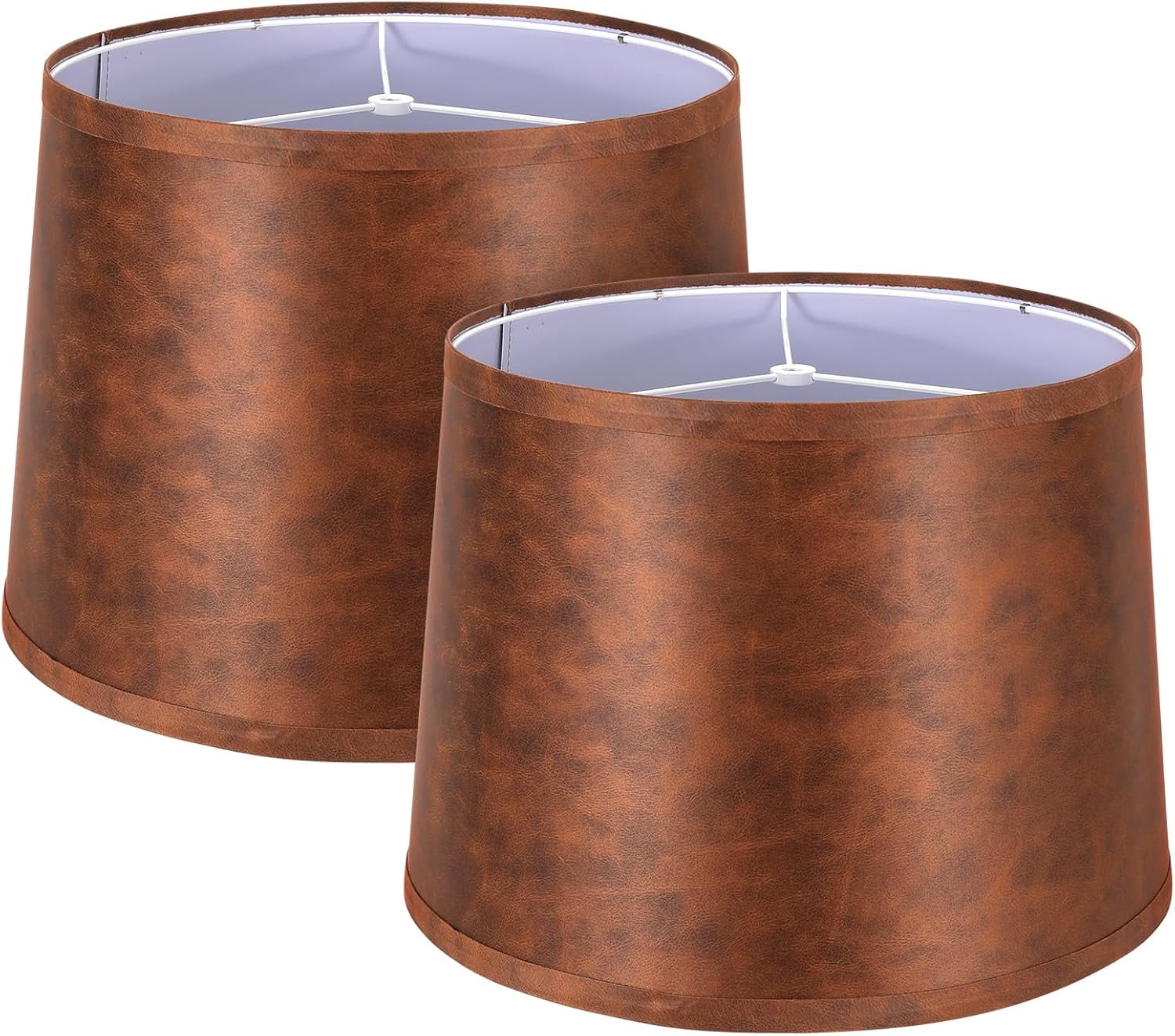 2pcs Drum Lampshades Large Brown Lamp Shades, 13" Top X 15" Bottom X 11 ...