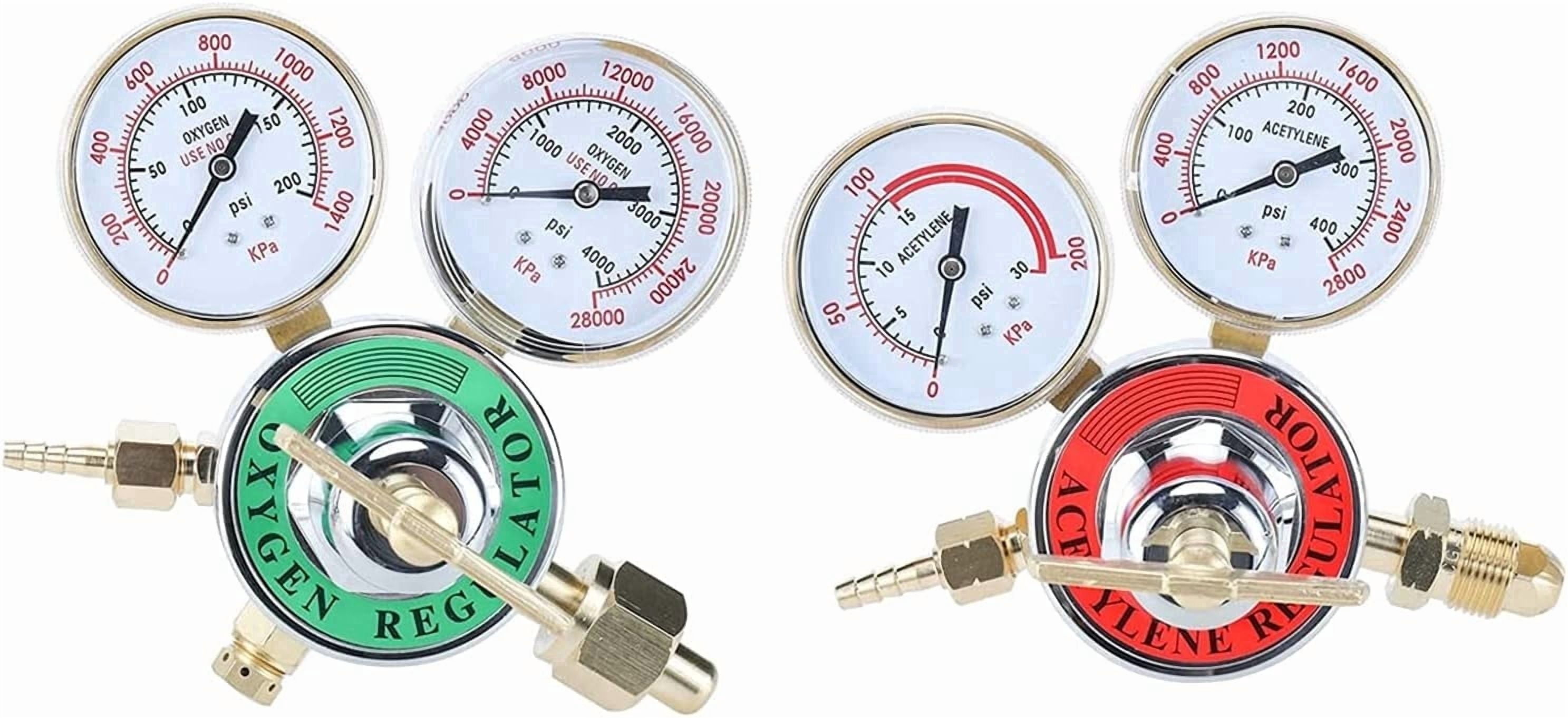2pcs Dual Welding Gas Regulators, Oxygen (CGA-540) and Acetylene (CGA ...