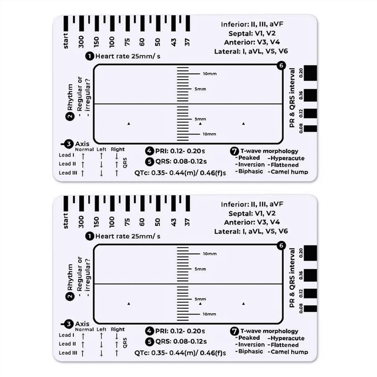2pcs ECG 7 Step Ruler,ECG 7 Step Ruler for ECG/EKG Interpretation,ECG ...