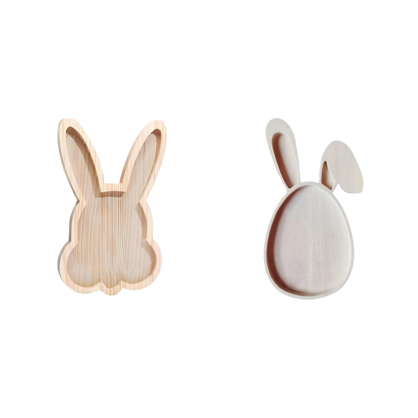 2pcs Easter Bunny Plates Rabbit Wooden Serving Platter Rustic ...