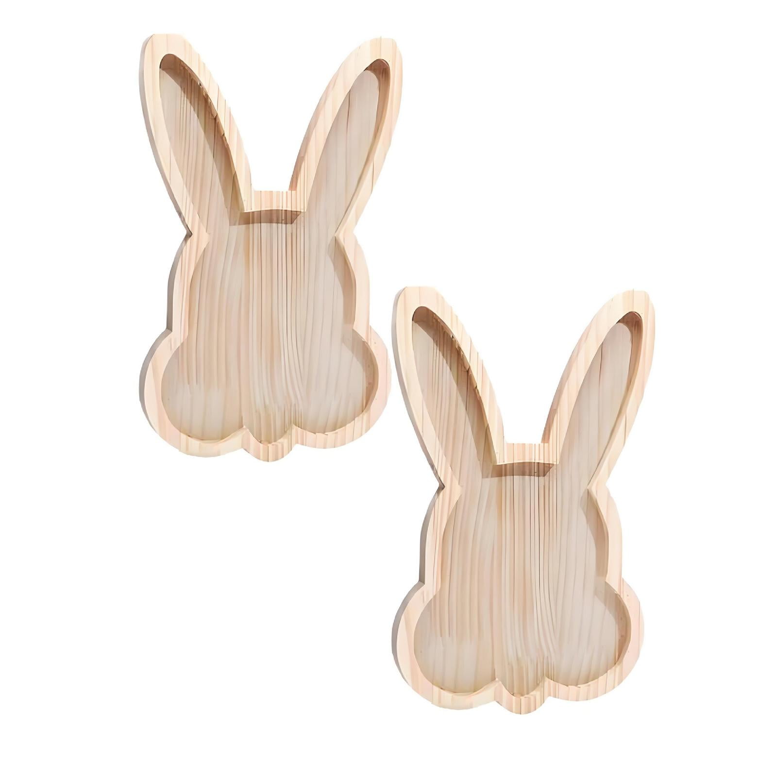 2pcs Easter Bunny Plates Rabbit Wooden Serving Platter Rustic ...