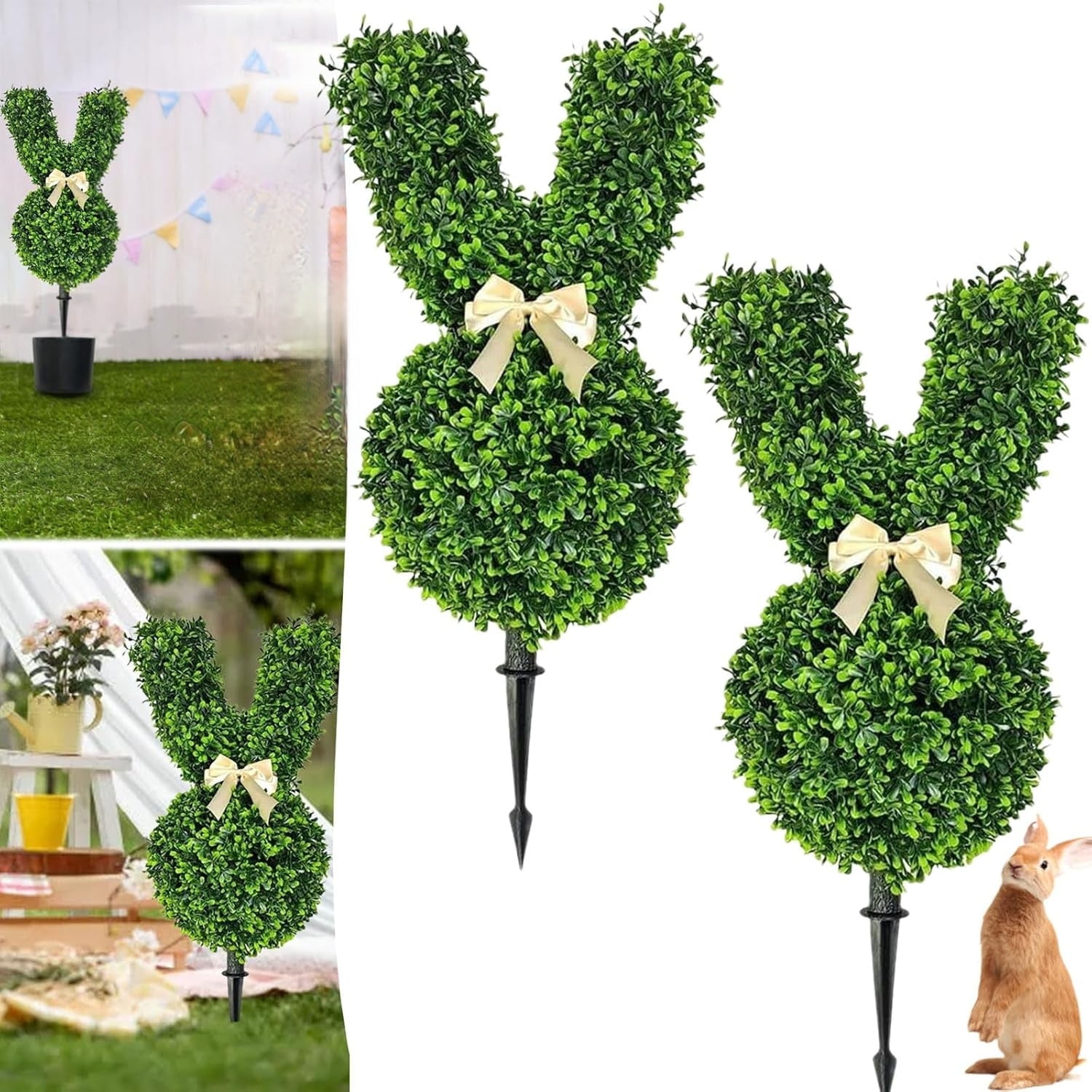 2pcs Easter Bunny Topiary Outdoor, Rabbit Topiary, Topiary Bunny, Bunny ...