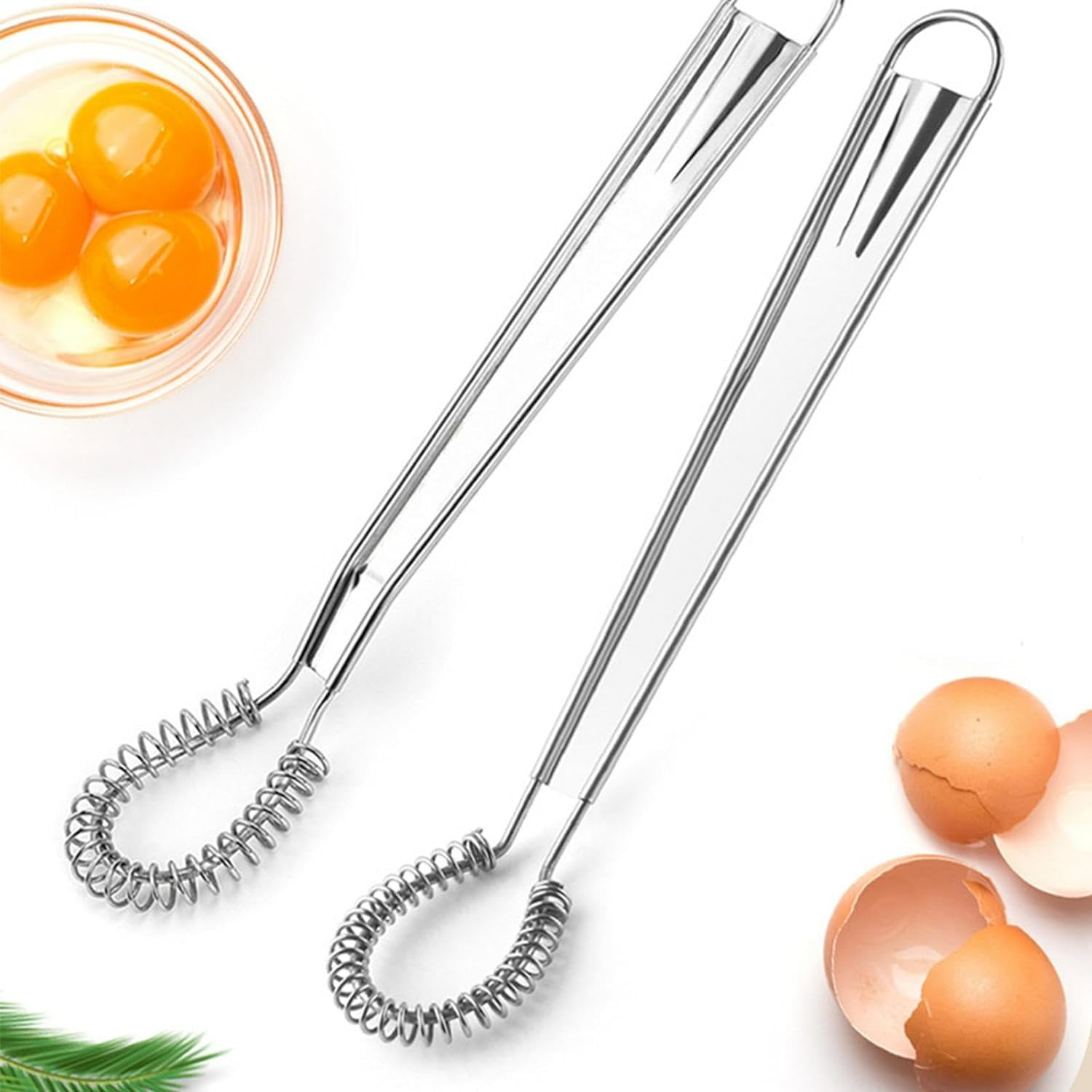 2pcs Egg Beater, Stainless Steel Mini Egg Whisk Beater Mini Spring Coil ...