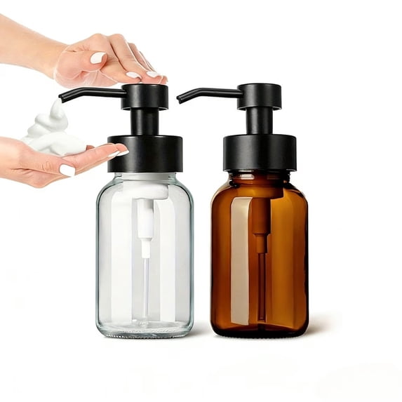 2pcs Elegant Modern Glass Foaming Soap Dispenser Set - 8.5oz Pump ...