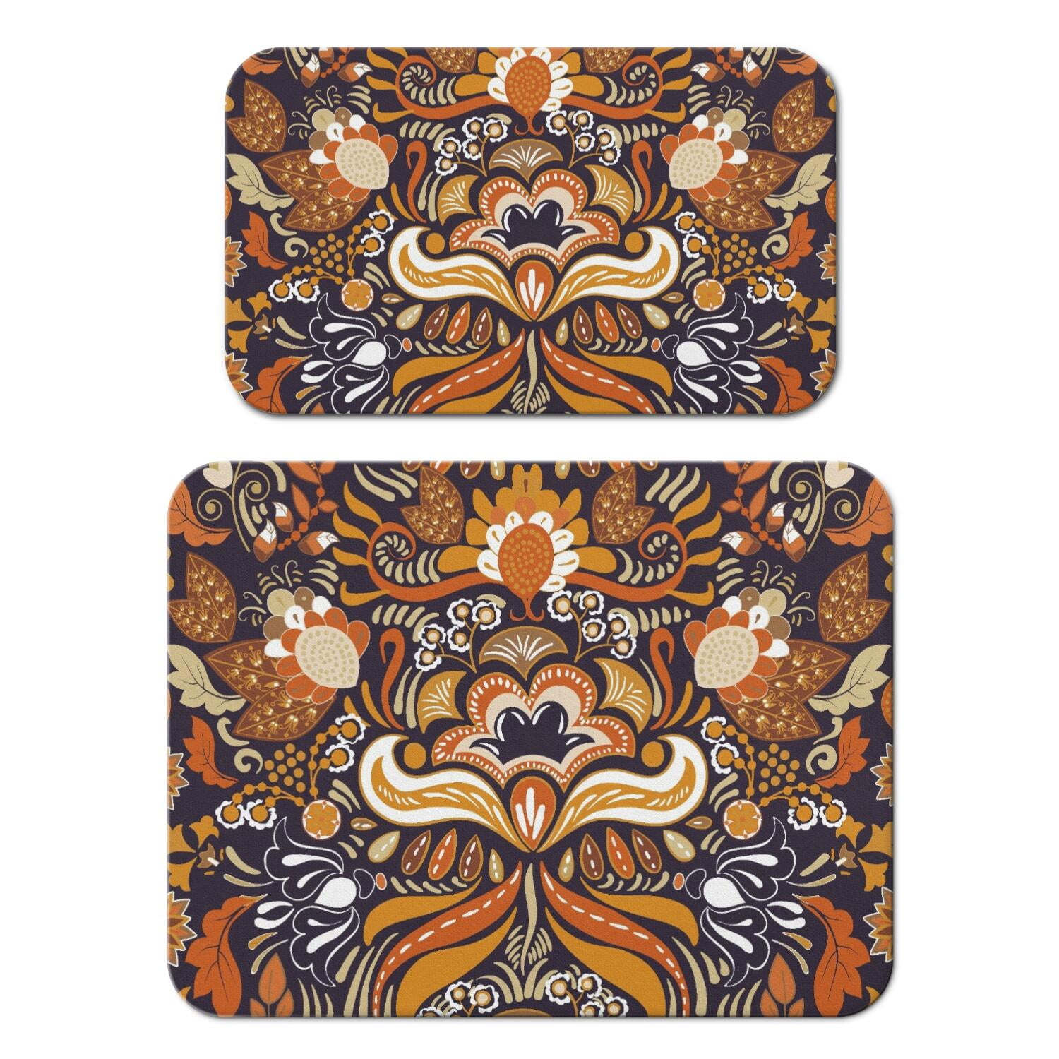 2pcs Elegant Paisley Coffee Maker Mat Ethnic Mandala Inspired Ultra Absorbent Drying Mat for ...