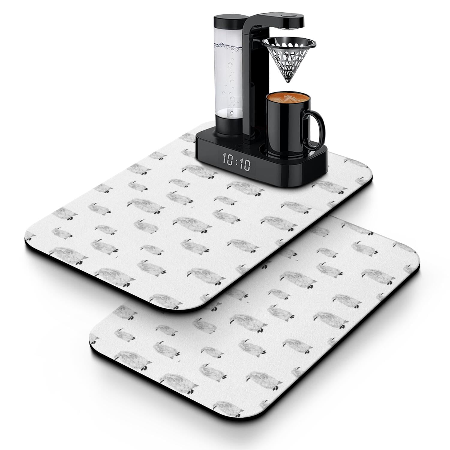 2pcs Emperor Penguin Pattern Coffee Mat Set - Non-Slip Absorbent Mats ...