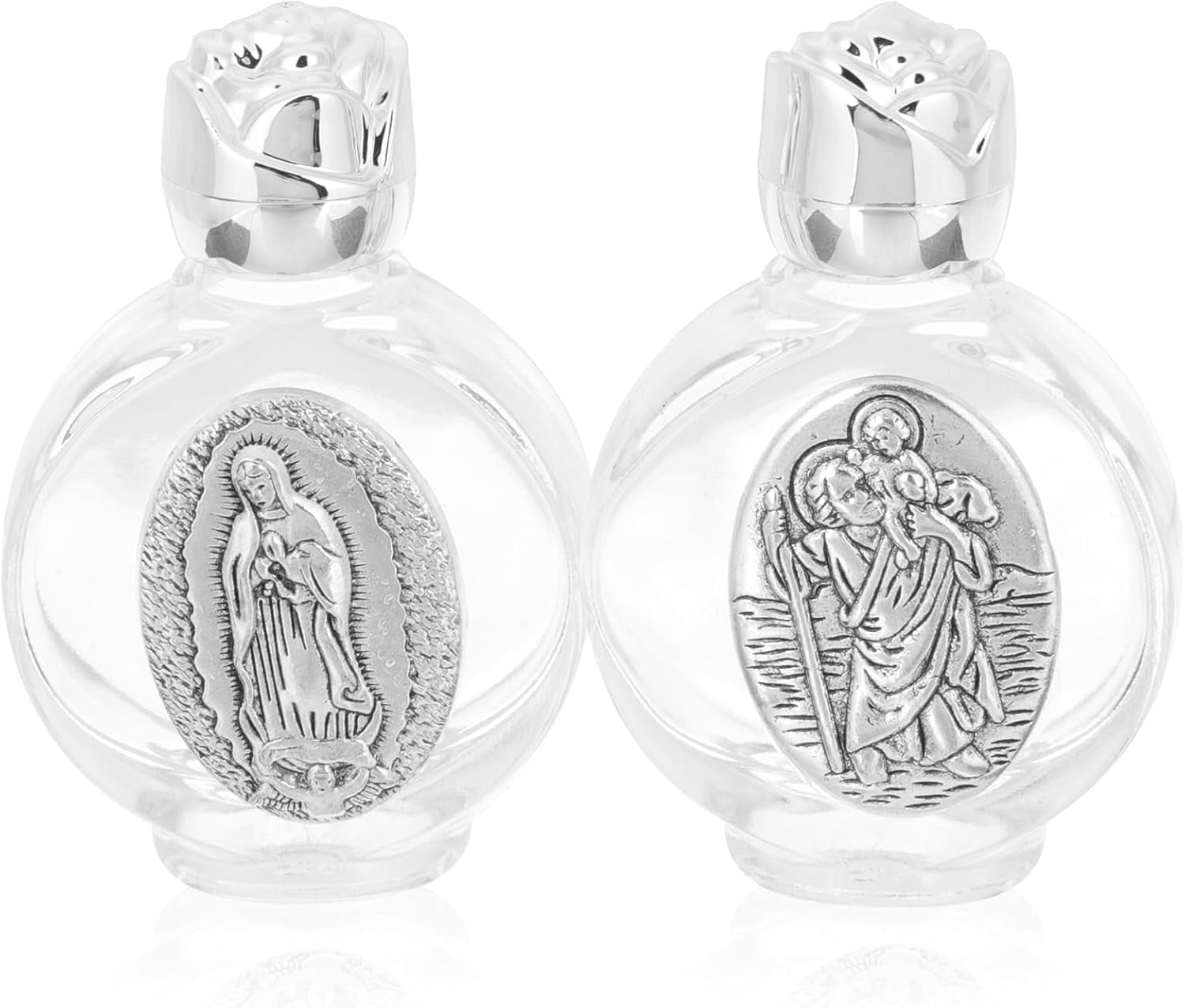 2pcs Empty Glass Christian Holy Water Bottles with Lid Jesus Refillable ...