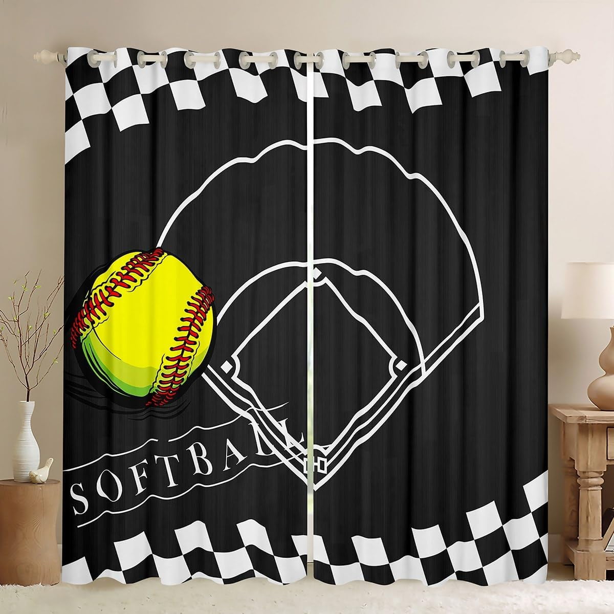 2pcs Erosebridal Basketball Thin Curtains for Boys Kids Sports Curtains ...