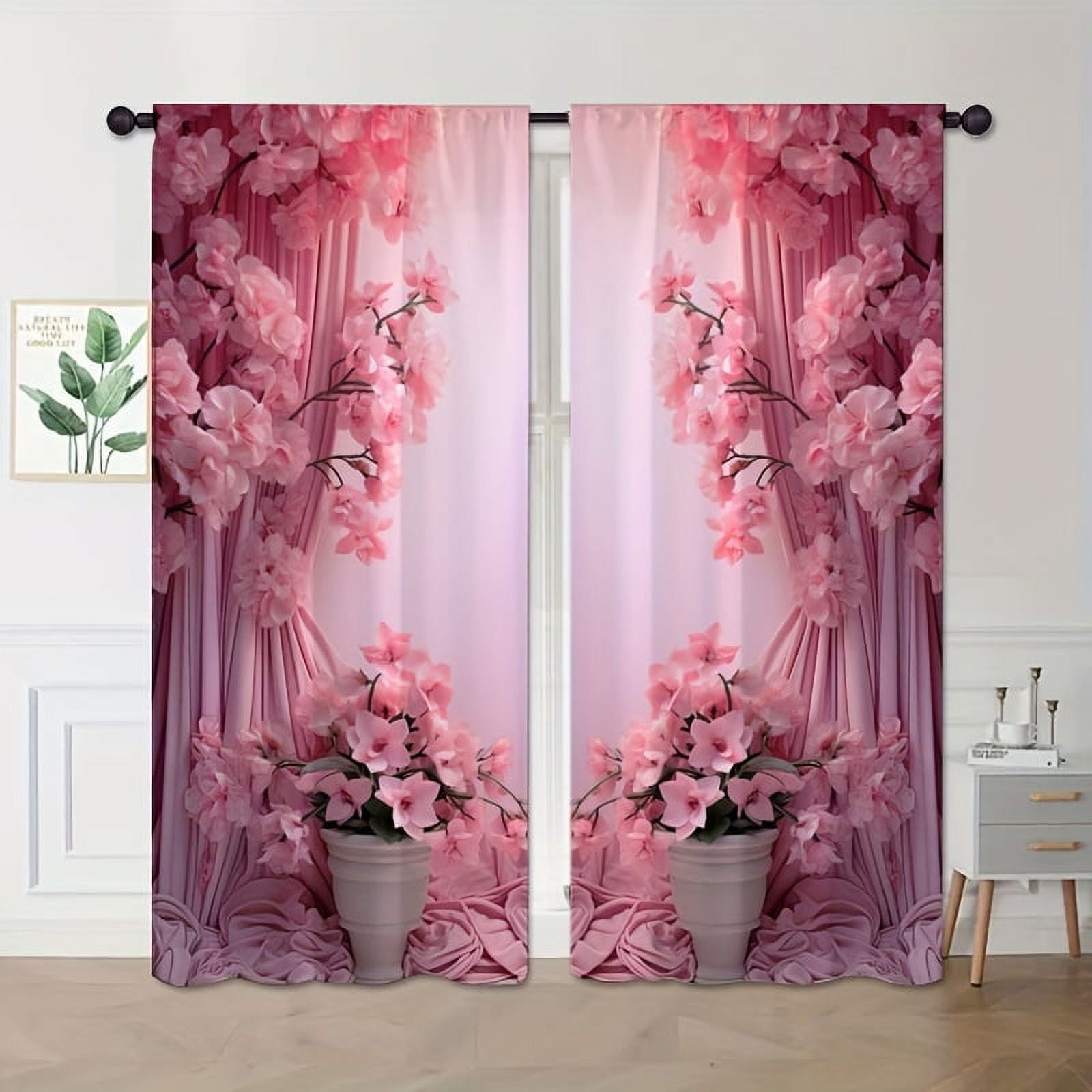 2pcs European Style Retro 3D Printed Translucent Curtains Multi-scene ...