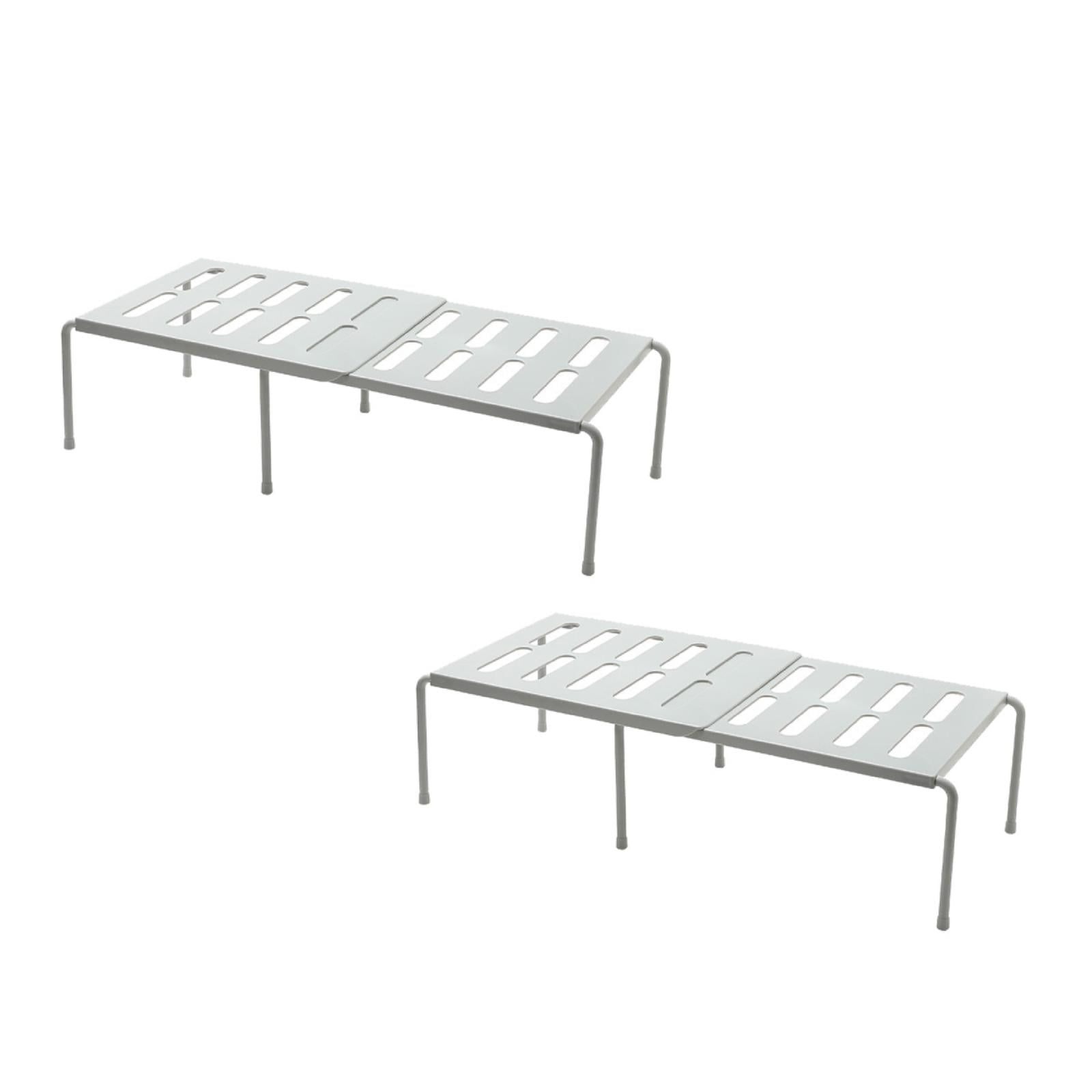 2pcs Expandable Cabinet Storage Shelf Rack Stackable Kitchen Foldable ...
